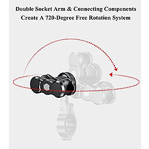 BRCOVAN Anti-Theft Aluminum Alloy Double Socket Arm Compatible with RAM Mounts B Size 1'' Ball Mounting Base & Bike Motorcycle Phone Holder (Short Arm)