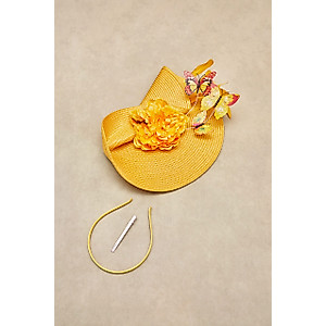 BABEYOND Tea Party Fascinator Hat for Women Kentucky Headwear Derby Pillbox Wide Brim Church Hat for Cocktail Wedding