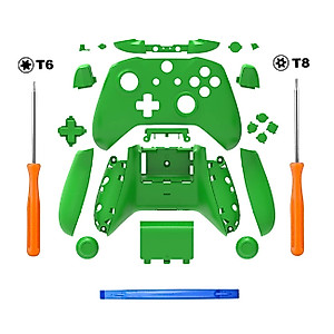 SN-RIGGOR Replacement Housing Full Shell Set Full Buttons Set Faceplates ABXY Buttons RB LB Bumpers for Xbox One S Slim Controller (3.5 mm Headphone Jack) S Controller Repair Parts (Green)