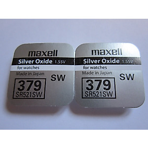 2 x MAXELL SR521SW 379 SR521 SW 1.55v Silver Oxide Button Cell Watch Battery - Official Genuine Maxell
