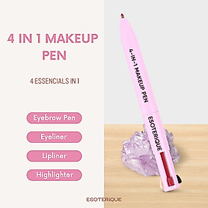 ESOTERIQUE 4 in 1 Makeup Pen, Eyeliner, Lip Liner, Brow Pencil, and Highlighter in One Pencil, Easy-To-Apply and Compact for Travel - Cruelty-Free & Vegan, Shade 03
