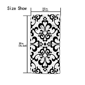 HGOD DESIGNS Black Floral, Vintage Flower Paisley Design Black and White 100% Cotton Soft Bath Hand Towels for Bathroom Kitchen Hotel Spa 15inX30in