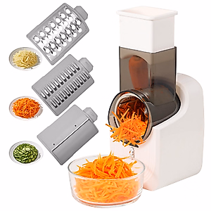Aiwglenten Electronic Vegetable Slicer is Easy to Use and Flexible,Can be Carried 0utdoors, Has 3 Different Shapes of Blades, Electric Salad Machine Can be Used for Cheese, Fruit, Vegetables