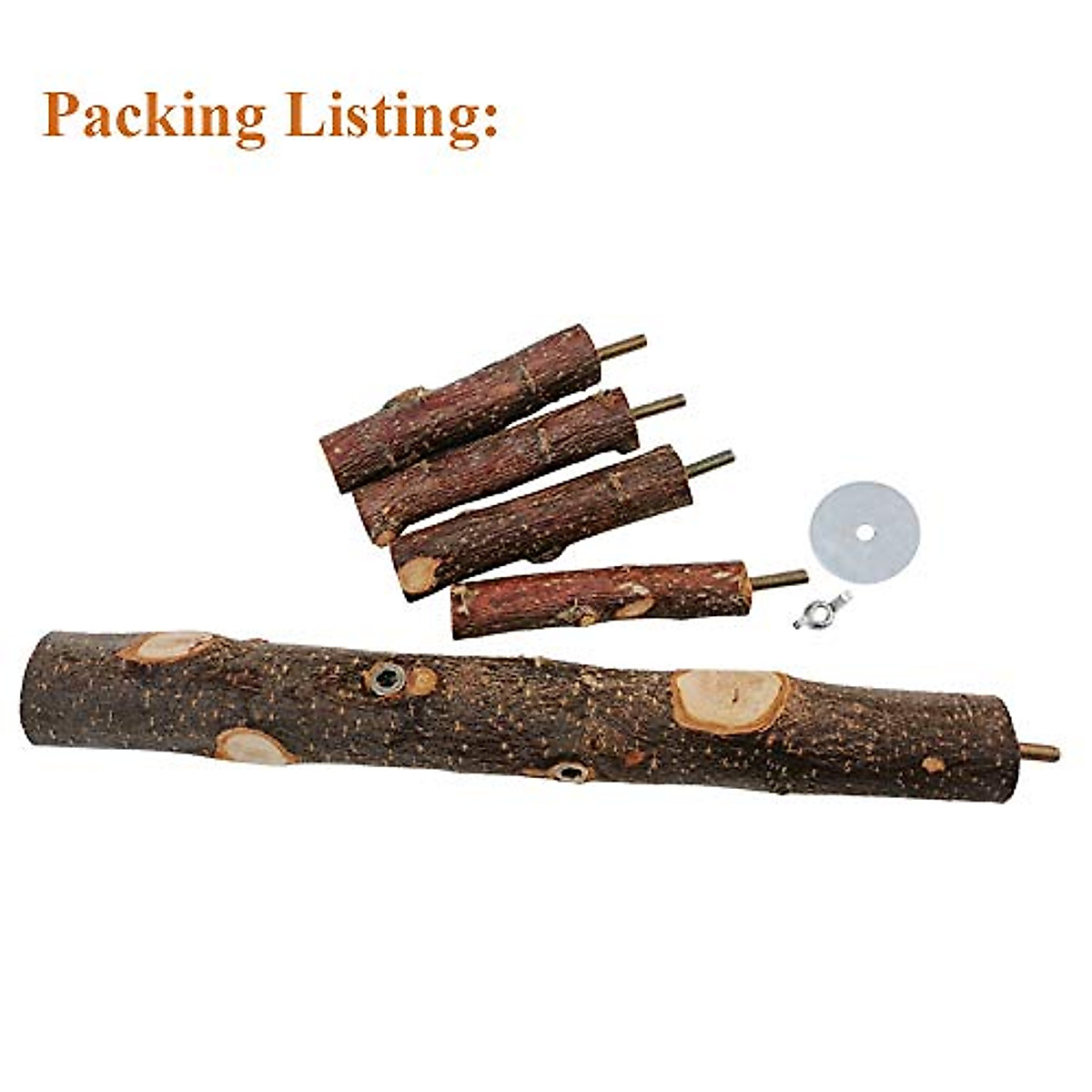 kathson Parrots Perch Natural Fruit Wood Stand Toy Branch Paw Grinding Standing Climbing Toy Cage Accessories for Small and Medium Birds,Parakeets,Lovebirds,African Grey,Cockatiels
