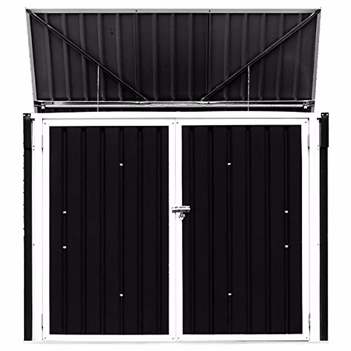 Goplus Horizontal Storage Shed Outdoor, Multi-Function Storage Cabinet for Garden Yard Lawn, 6x3FT