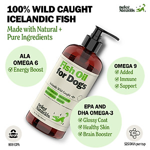 Deley Naturals Probiotics (120 Chews) + Wild Caught Fish Oil (32 oz) for Dogs - Omega 3-6-9, GMO Free - Made in USA