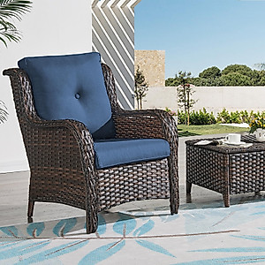 Rilyson Patio Cushions for Outdoor Furniture - High Back and Deep Seating Outdoor Cushion for Patio Chairs Sofa Couch Loveseat Water Resistant(Blue/1 Set/Button)