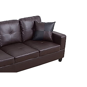 SIENWIEY Sectional Sofa Set, 103.5'' L-Shape Couch 3 PCS with Chaise and Storage Ottoman for Small Space Apartment Living Room Furniture(Brown,Left Chaise) A-brown