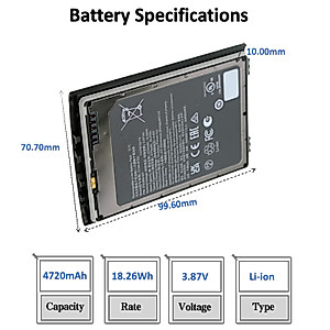 Youejoeq CT4X-BTSC Battery Replacement for Honeywell CT45 CT47 MDE Barcode Scanner,PN.318-055-021 Battery 4720mAh 3.87V Li Ion