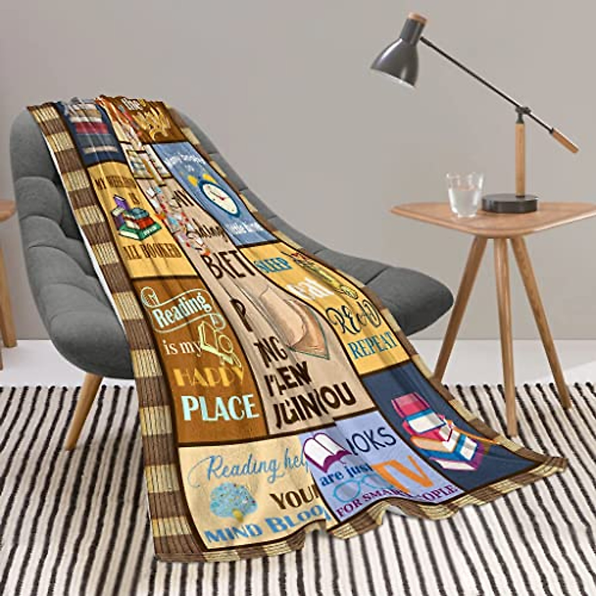 KOLVIIV Book Lovers Gifts Blanket Gifts for Book Lovers Women Librarian Gifts Throw Blanket Book Club Bookworm Gifts for Reading Lover Bookish Blankets 60"x50"