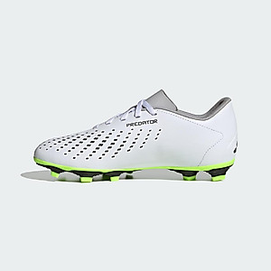 adidas Predator Accuracy.4 Firm Ground Sneaker, White/Core Black/Lucid Lemon, 12 US Unisex Little Kid