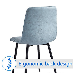 Btrpily 4 Set of Dining Chairs, Metal Frame Dining Chair for Kitchen Room,Technology Cloth Seat Chair for Living Room, Bedroom(Light Blue)