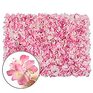 Flower Wall Panel Set, U'Artliens Artificial Wall Flower Backdrop 24x16 Inch 3D Silk Hydrangea Rose Floral Panel for Photo Background Home Party Wedding Backdrop Decoration (2pcs, Pink)