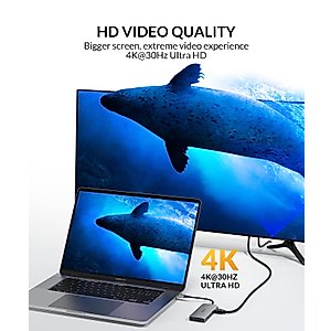 USB C Hub Multiport Adapter, Docking Station 6 in 1 USB-C Hub Adapter [4K HDMI-Compatible Output Port / 3 USB-A Ports/TF/SD Slots] Compatible with MacBook/ChromeBook/Surface Go/USB C Device