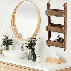 WHW Whole House Worlds Rustic Wall Hanging Shelves, 3 Brick Box Wall Rack, Recycled Wood, 5.5 Wide x 11.75 Long x 30 Inches Tall, 10.25 lbs