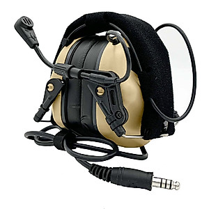 EARMOR M32 Tactical Headset Hunting & Shooting Earmuffs with Microphone, Sound Amplification, Nato TP120 Jacket, Tan