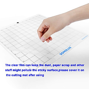 SOMOLUX 5 Pcs Adhesive Cutting Mat Standard-Grip Suit for Silhouette Cameo, Kricut Die Cutting Machine, 12 ×12 Value 5 Pack
