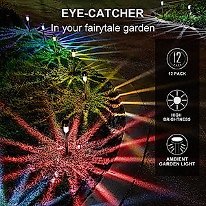 Dream Master Solar Lights Outdoor Waterproof, Stainless Steel LED Landscape Lighting Solar Powered Outdoor Lights Solar Garden Lights for Pathway, Walkway, Patio, Yard, Lawn - 12 Pack (Multicolor)
