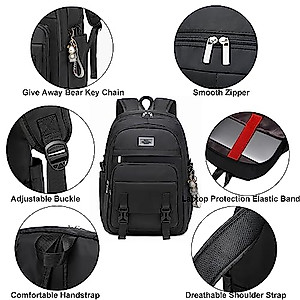 WIUFBE 15.6 Inch Laptop Backpacks School College Backpack Large Bookbags Anti Theft Travel Cusual Daypack For Teens Boys Girls Women(Black)