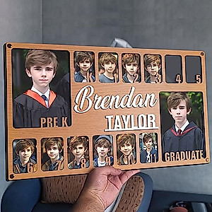 Handance Personalized School Years Picture Frame Pre K -12, Name Custom Wood School Days Graduation Photo Display Frame Cool Graduation Gifts