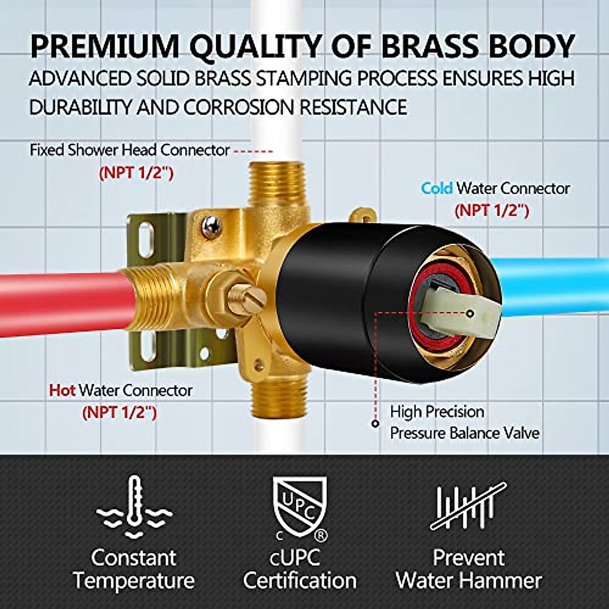 Meterra Black Tub Shower Faucet Set - High Pressure Bathroom Bathtub Faucet Set Complete with 2 in 1 Multifunctional Handheld Sprayer, Matte Black Rain Shower System with Valve, Bath Tub, Trim Kit