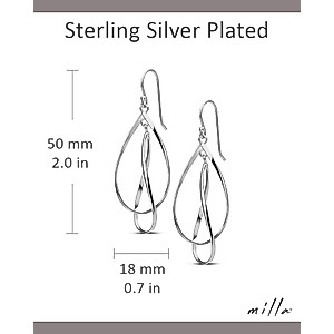 MILLA Teardrop Earrings - Designer Silver Statement Earrings or Gold Dangle Earrings for Women Trendy Upscale Dangly Earrings (Double Teardrop/Sterling Silver Plated)