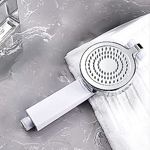 LED Digital Temperature Display High-Pressure Handheld Showerhead Water Temperature Control Water-Saving Filtration for Dry Hair and Skin Hassle-Free Installation (White)