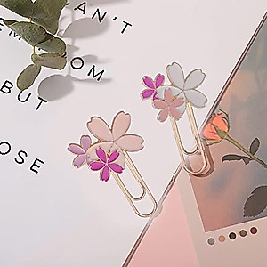 6 Pack Three Cherry Blossoms Cute Paperclip Bookmarks Office Supplies Planner Accessories Clips On Bookmark