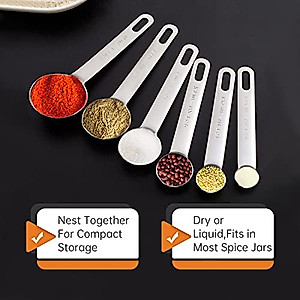 OWOXER Measuring Spoons Set of 7, Premium Heavy Duty 18/8 Stainless Steel Measuring Spoons Cups Set