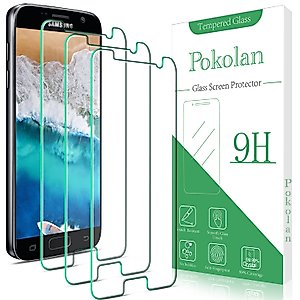 Pokolan [3-Pack] Screen Protector for Samsung Galaxy S7 Tempered Glass, 9H Hardness, Anti Scratch, Bubbles Free, Case Friendly