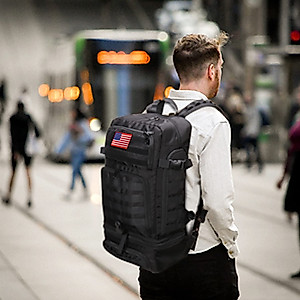 BERTASCHE Lunch Backpack for Men, 15.6 Inch Laptop Backpack for Work College School Bookbag Travel Camping Tactical Molle Daypack, Black