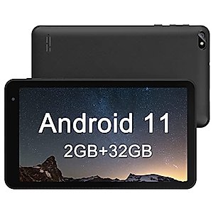 7 inch Tablet, Android 11, 2GB RAM 32GB ROM, Quad-Core Processor, Dual Camera, WiFi, Bluetooth, 128GB Expand, Google Play GMS Certified, Black