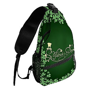 Sling Backpack, St. Patrick's Day Lucky Shamrock Spring Clover Green Waterproof Lightweight Small Sling Bag, Travel Chest Bag Crossbody Shoulder Bag Hiking Daypack for Women Men