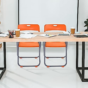 8 Pack Folding Plastic Chairs Pack Steel Folding Dining Chairs Folding Chairs Bulk Fold Up Event Chairs Portable Plastic Chairs with Steel Frame 440lb for Events Office Wedding Indoor Outdoor (Orange)