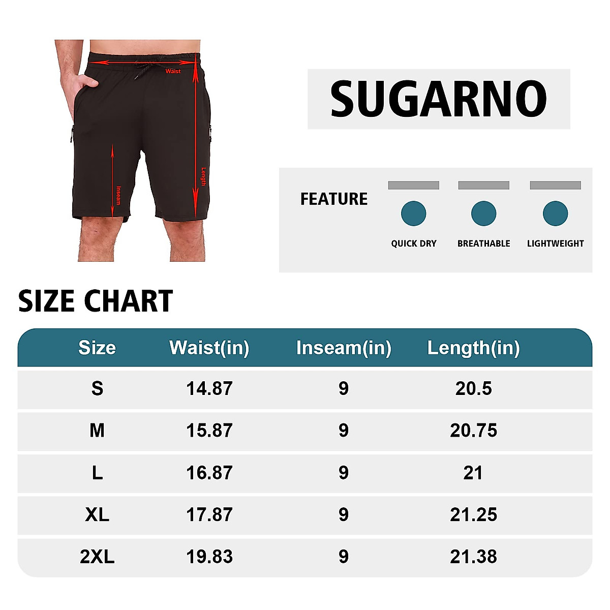 SUGARNO Athletic Shorts for Men,4 Packs Drawstring Gym Sports Shorts with Zipper Pockets for Running,Workout,Training(Small)