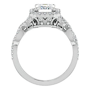 2 CT Emerald Colorless Moissanite Engagement Ring Set for Womens/Her, Wedding Bridal Ring Set,Eternity Sterling Silver Solid Diamond Solitaire Prong Anniversary Promise Gift for Ring (8)