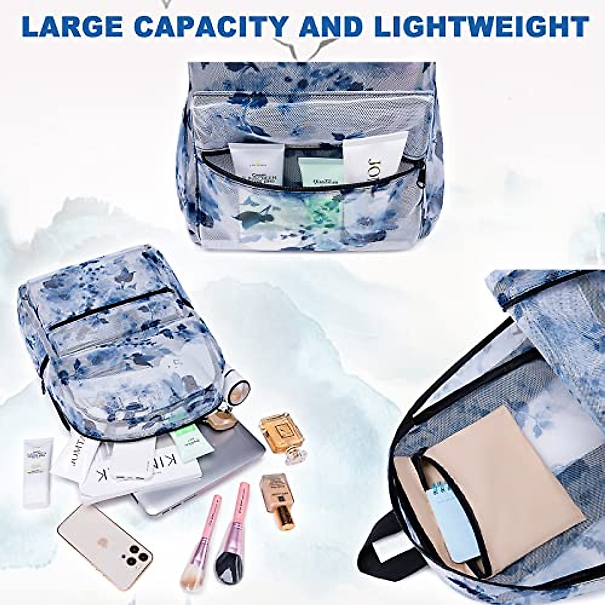 CAMTOP Mesh Backpack for Girls Kids Semi-Transparent See Through Sturdy Bookbag Casual Daypack for School Beach Swim Work Gym