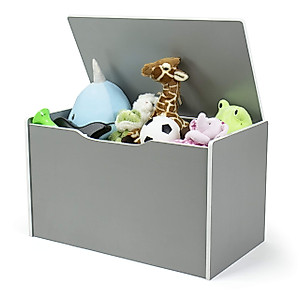 Humble Crew Storage Toy Box with Hinged Lid, Grey/White