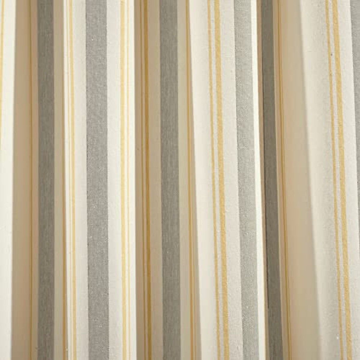 Lush Decor Farmhouse Stripe Yarn Dyed Cotton Window Curtain Panels Yellow/Gray 42X84 Set