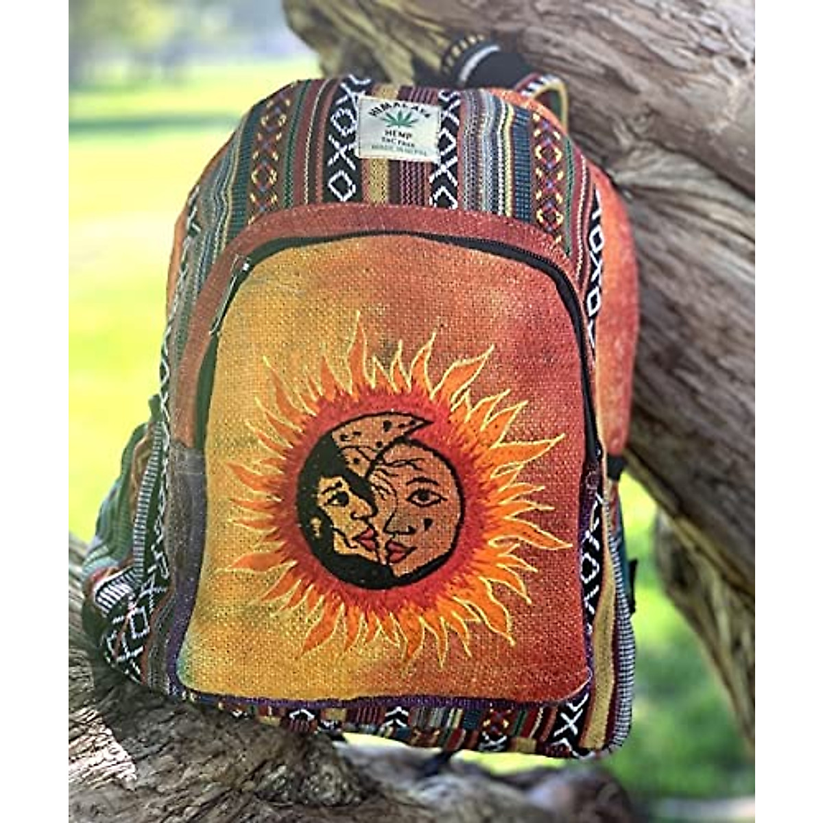 Himalaya Handmade Unique design Himalaya Hemp Backpack Small Backpack Hippie Backpack Festival Backpack Hiking & Tablet Backpack FAIR TRADE Handmade with Love, Rainbow Tie Dye, HBBH-0149