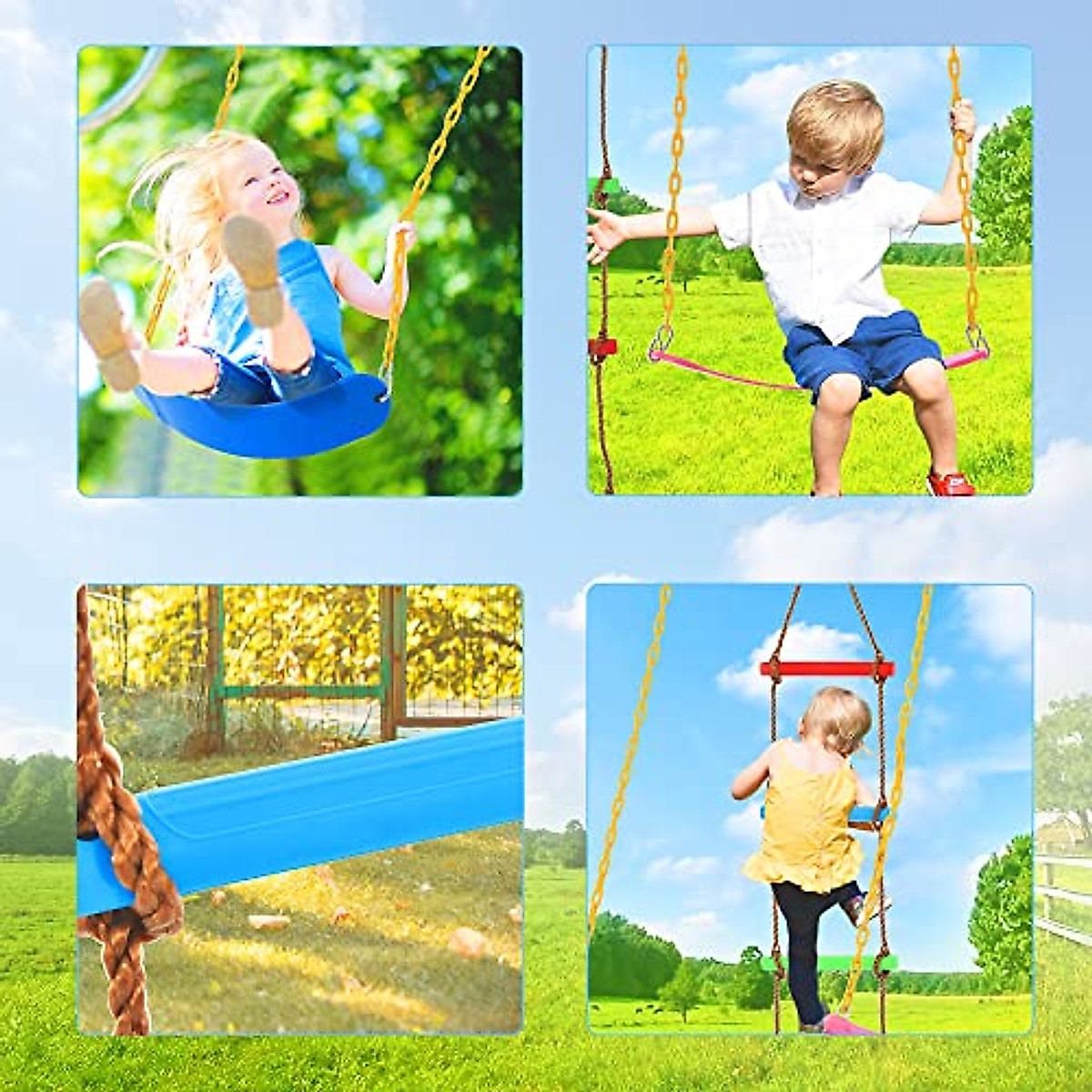 EMKK Outdoor Toddler Swing Set for Backyard, Playground Swing Sets with Climbing Ladder, Swing and Climbing Playset for Kids
