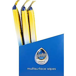 Pledge Multisurface Furniture Polish Wipes, Works on Wood, Granite, and Leather, Cleans and Protects, Fresh Citrus - Pack of 1 (25 Total Wipes)