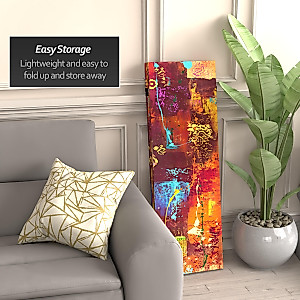 Red Lantern 4 ft. Short Double Sided India Canvas Folding Screen 3 Panel Freestanding Partition and Separator for Modern and Contemporary Bedroom, Home Office, Studio, Dorm, Apartment