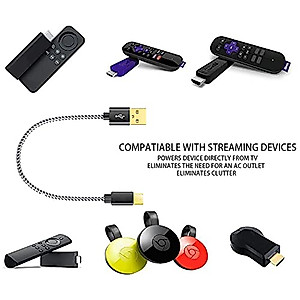 USB Cable for Fire Stick, Micro USB Power Cable for Amazon Fire Stick, Power up Your Fire Stick from Your TV's USB Port, Chromecast, Roku Stick, TiVo Stream 4K, 2 Pack