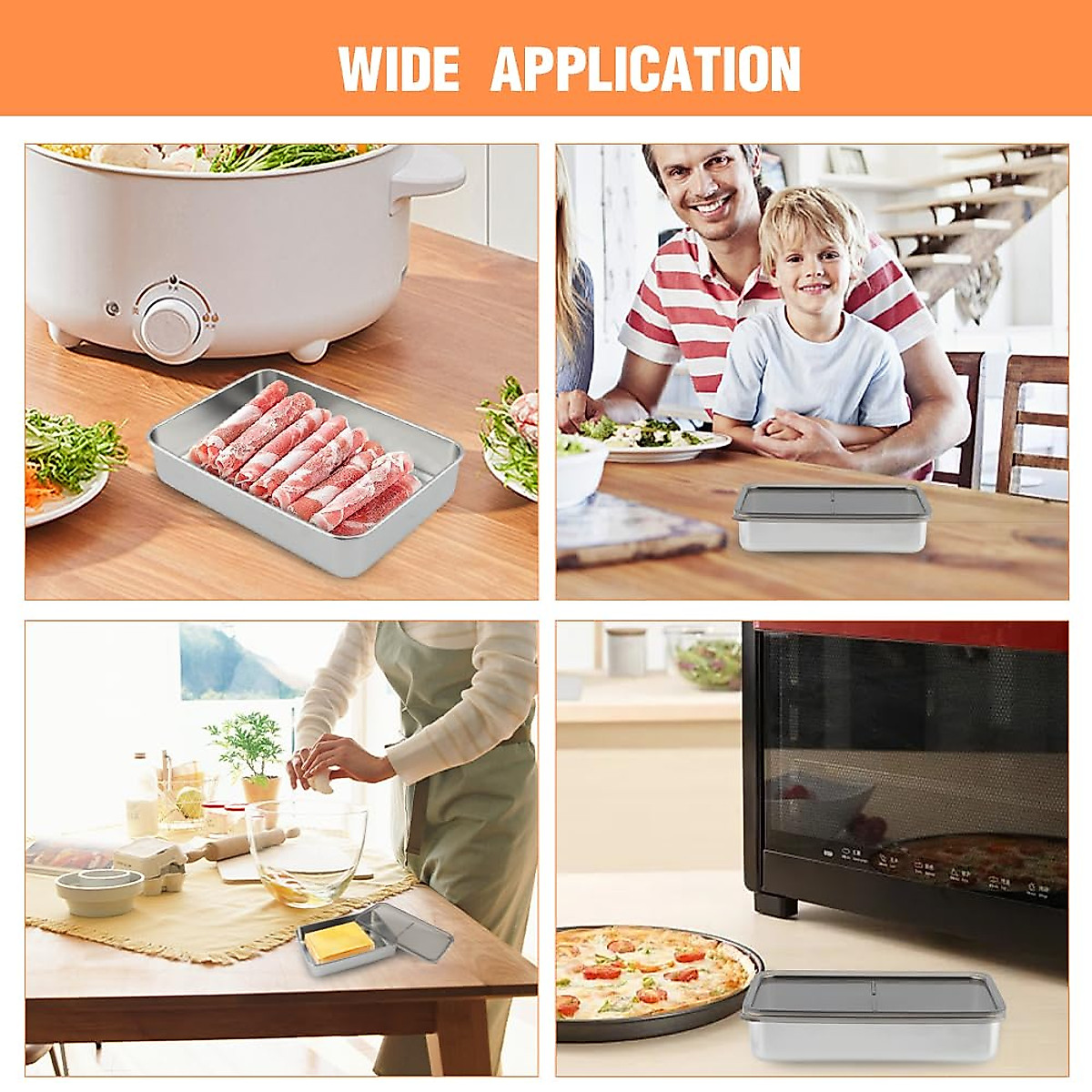 Bacon Container for Refrigerator with Lid Stainless Steel Deli Meat Storage Containers for Fridge Anti Slip and No Stick Keep Fresh Kitchen Food Storage Containers(Silver)