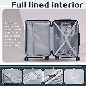 Coolife Luggage Expandable Suitcase PC+ABS 3 Piece Set with TSA Lock Spinner 20in24in28in