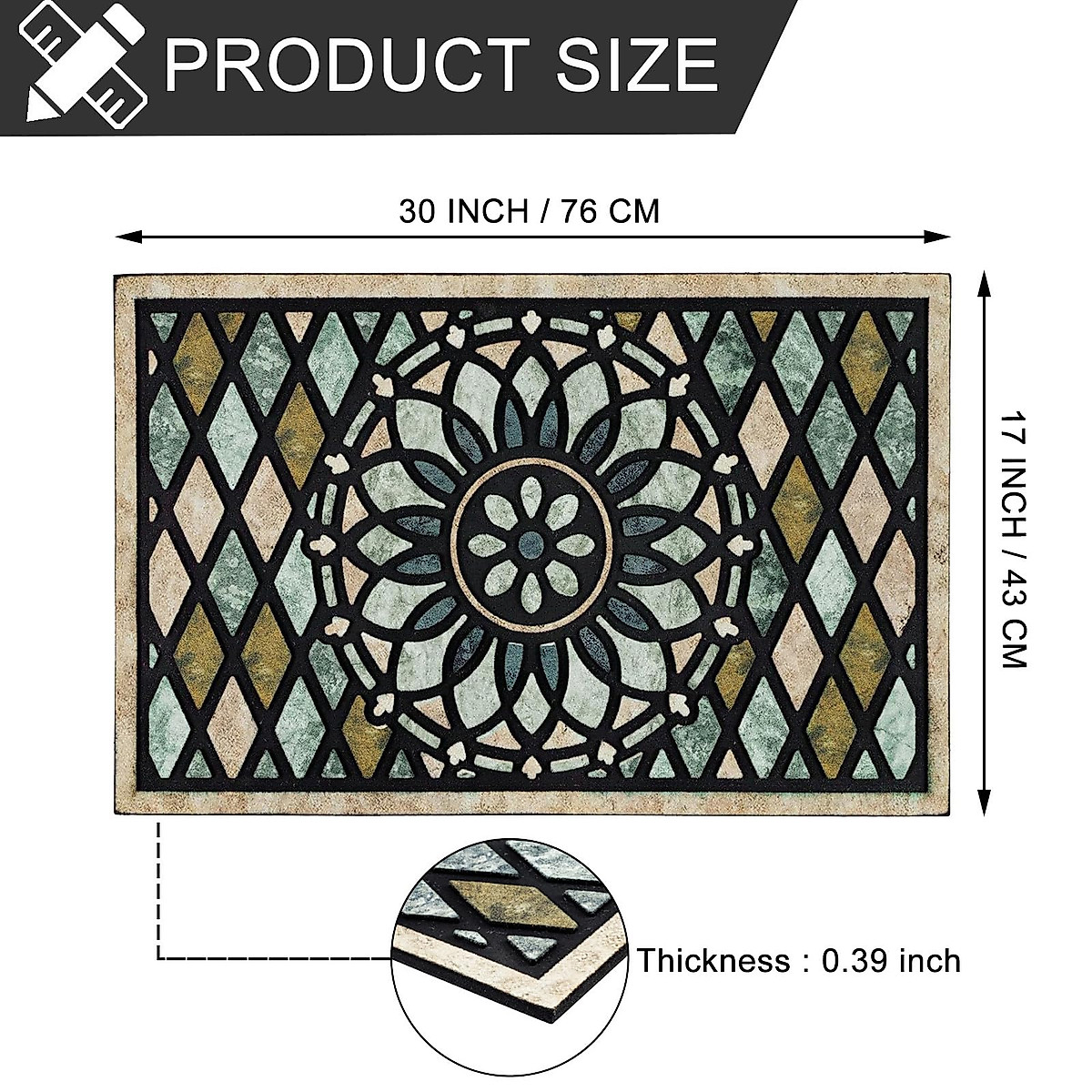 CHICHIC Door Mat Welcome Mat 17x 30 Inch Front Door Mat Outdoors for Home Entrance Outdoors Mat for Outside Entry Way Doormat Entry Rugs, Heavy Duty Non Slip Rubber Back Low Profile, Flower