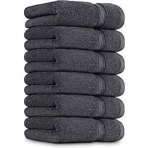 Utopia Towels 6 Pack Premium Hand Towels Set, (16 x 28 inches) 100% Ring Spun Cotton, Ultra Soft and Highly Absorbent 600GSM Towels for Bathroom, Gym, Shower, Hotel, and Spa (Grey)