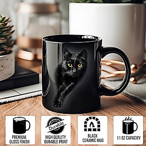 Warmstorey Black Cat Mug, Black Cat Ceramic Coffee Mug, Black Cat Gifts for Women - Men - Cat Lovers, Birthday - Mothers Day - Fathers Day Idea for Black Cat Lovers - Black Cat Mom - Black Cat Dad