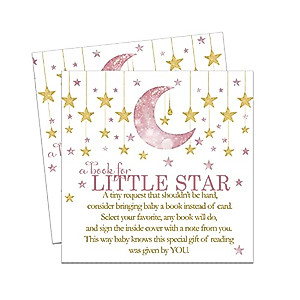 Twinkle Little Star Books for Baby Shower Cards, Invitation Inserts Girls Book Request, Bring Book Instead of Cards Poem, Cute Storybook-Theme Ideas, 25 Pack